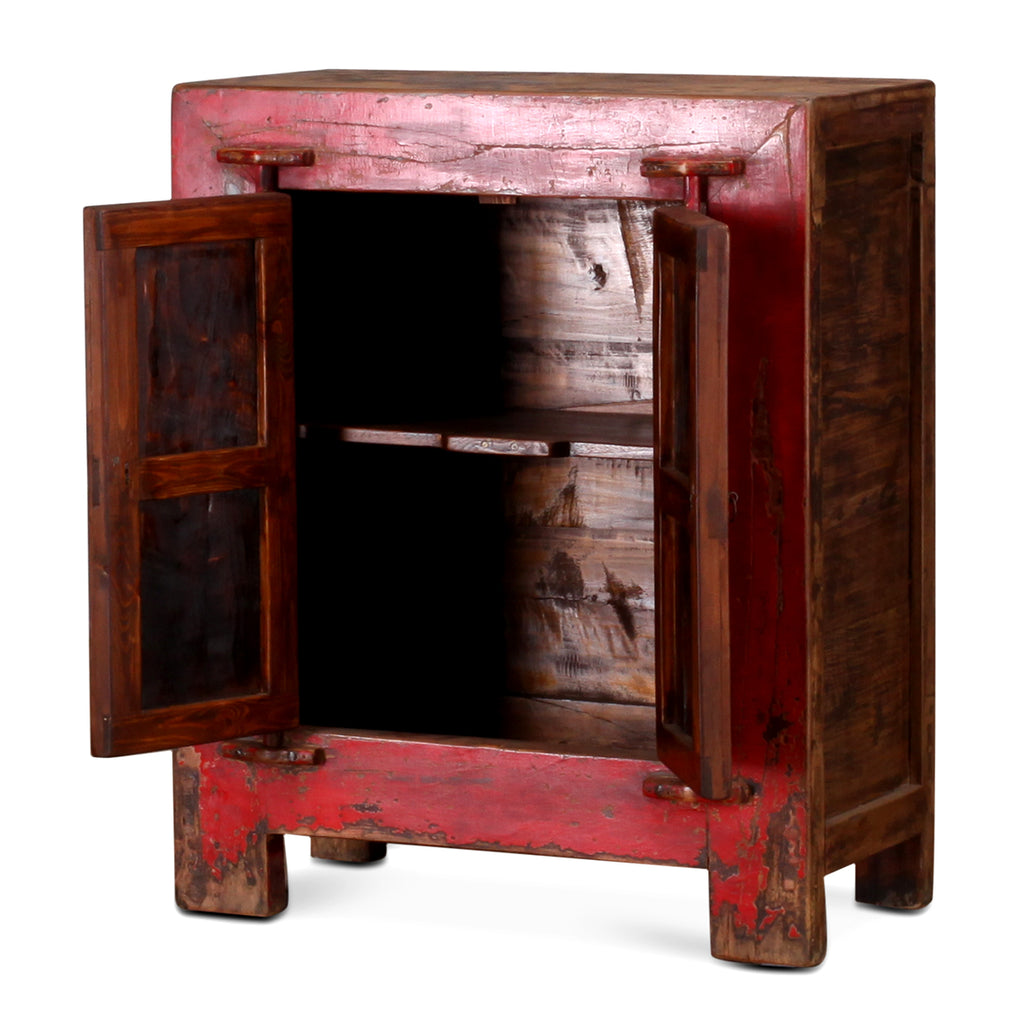 Painted Red Two Door Side Cabinet — Shimu