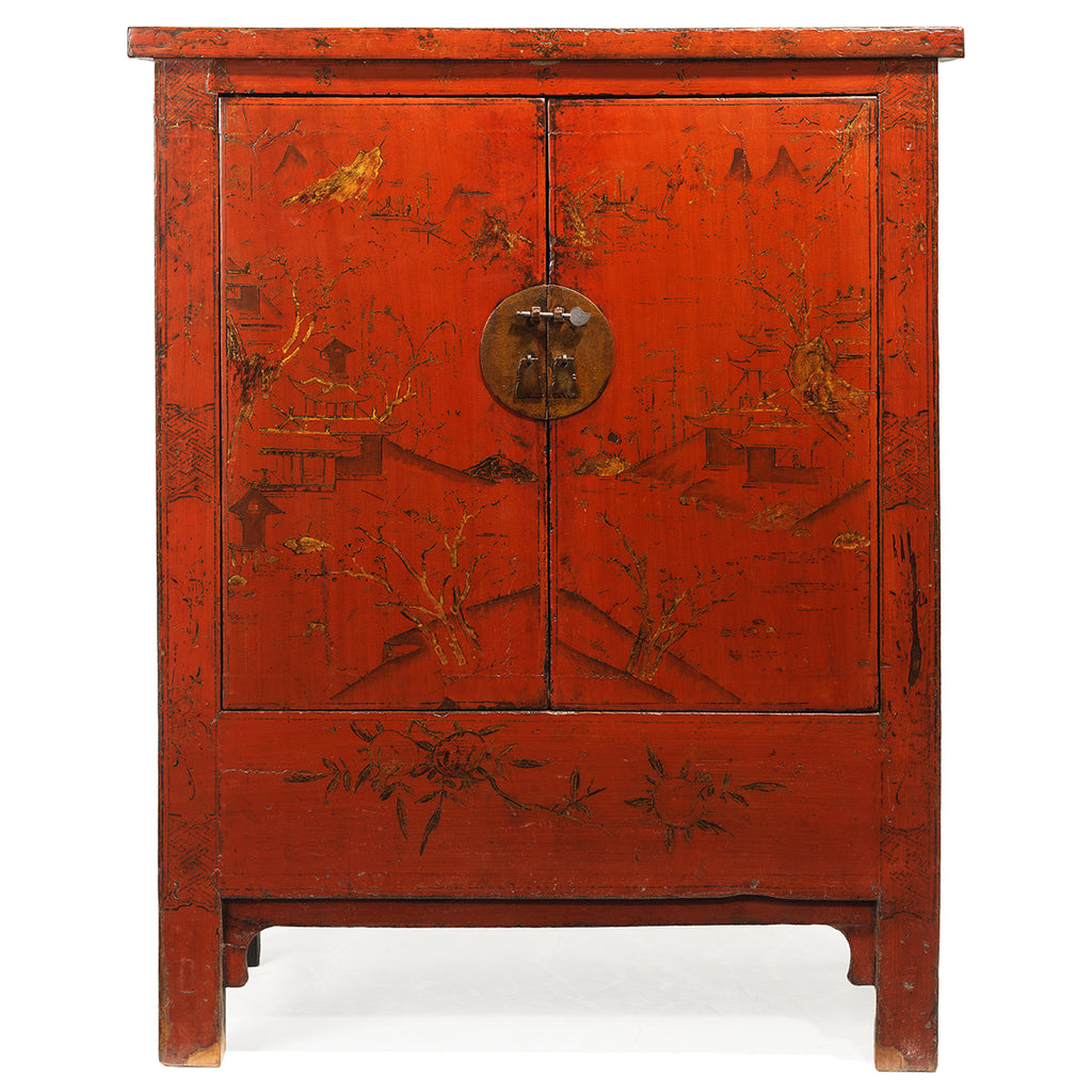 Mid Size Red and Gold Shanxi Cabinet — Shimu