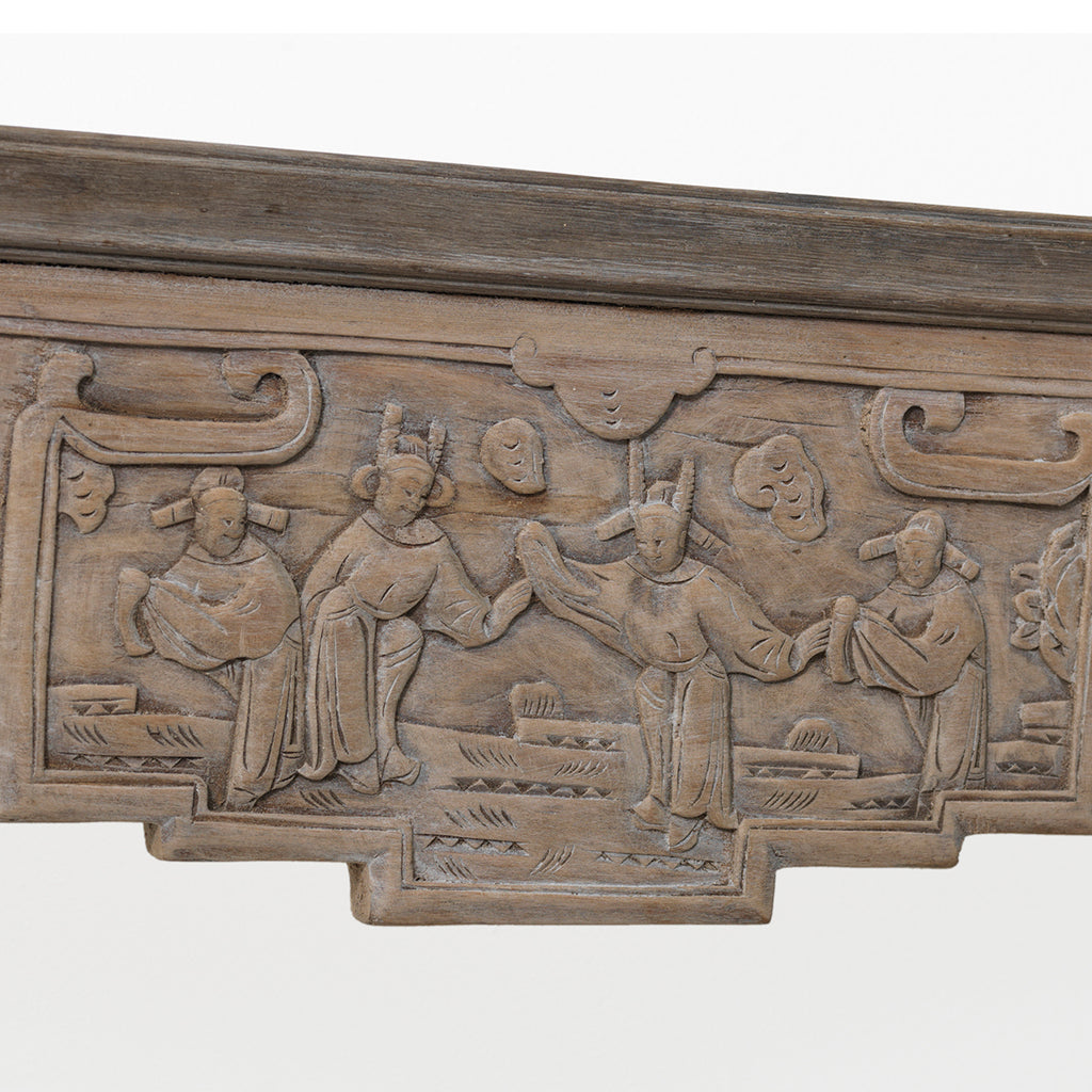 Carved Antique Lintel in Natural Finish — Shimu