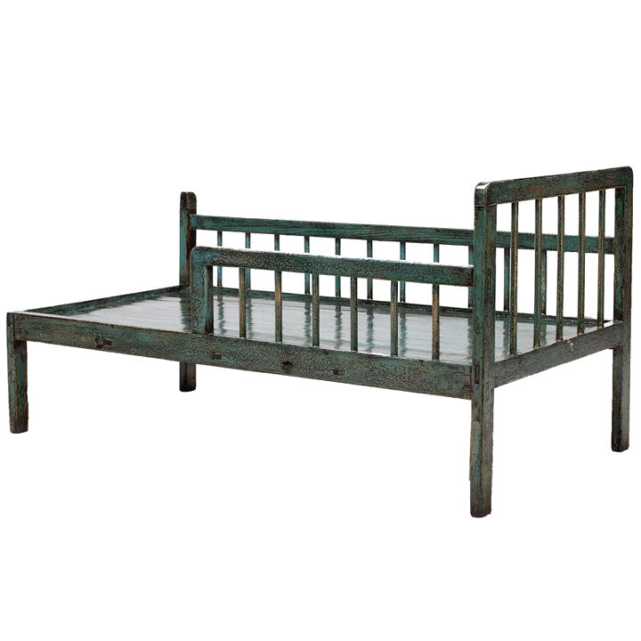 Blue Lacquer Chinese Daybed with Rails — Shimu