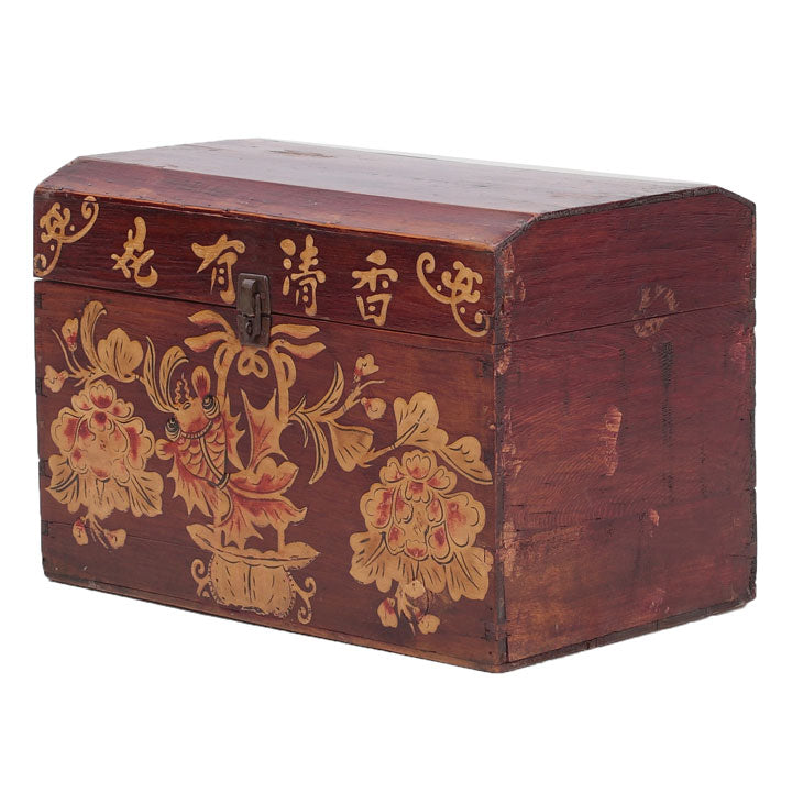 Wooden Storage Box with Gold Paintings — Shimu