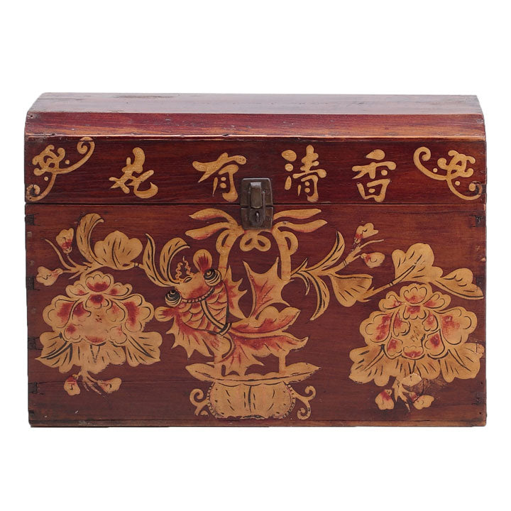 Wooden Storage Box with Gold Paintings — Shimu