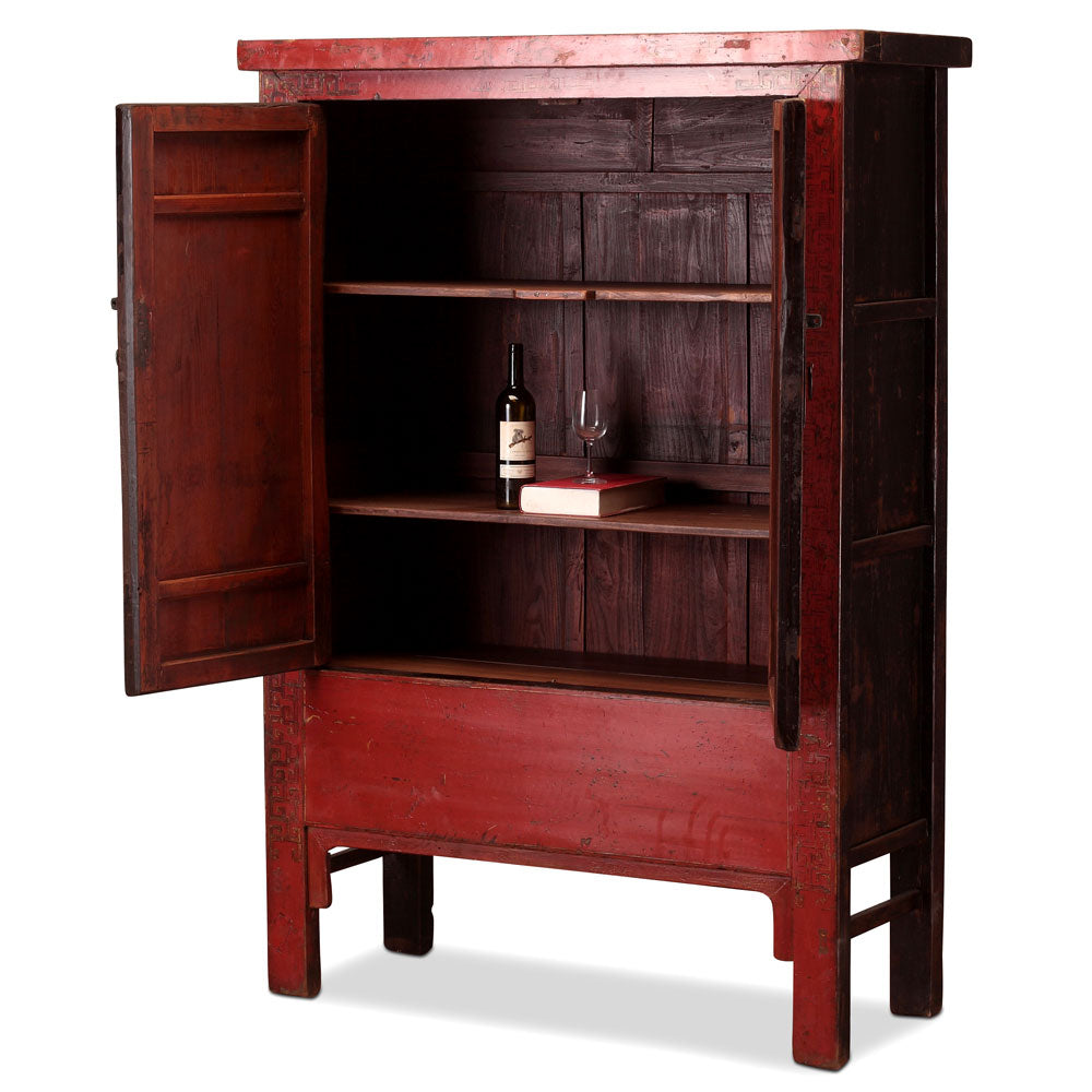 Red Lacquer Painted Armoire — Shimu